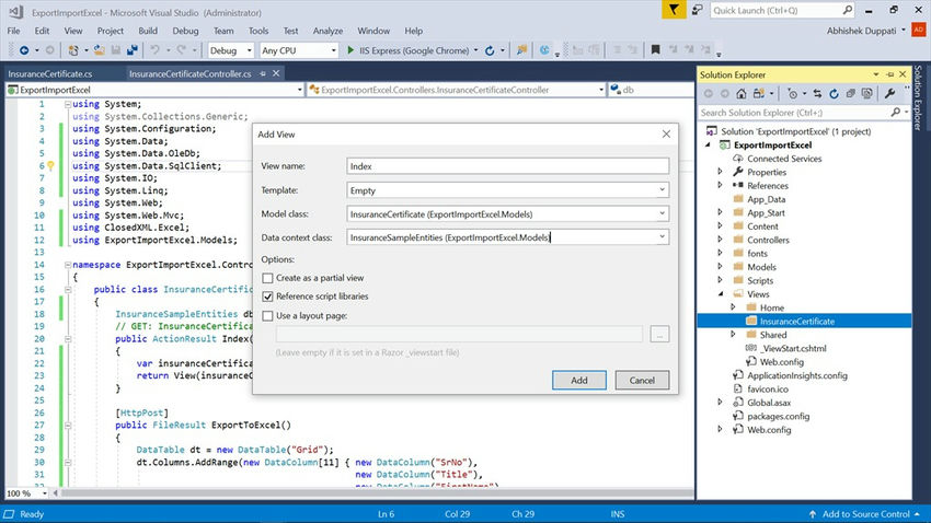Import And Export Data Using Excel File In ASP.NET MVC